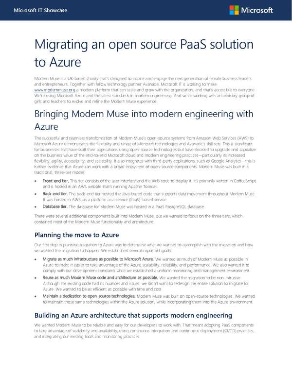 Migrating an open source PaaS solution to Azure - Intrious